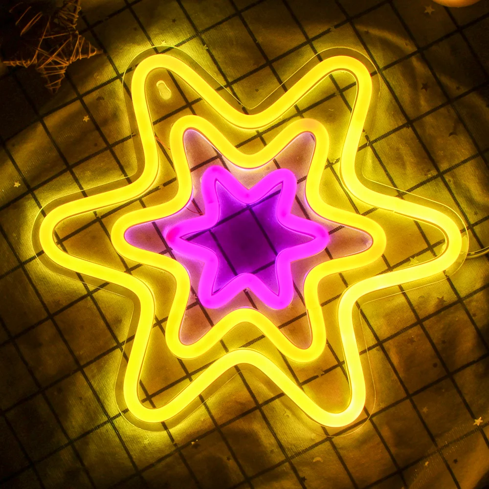Usb Neon Light Hexagonal Star Shaped Led Light For Xmas Gift Party ...