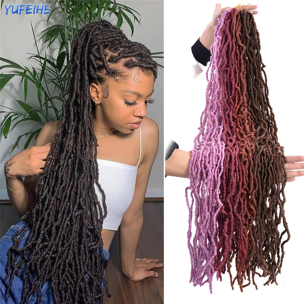 Cabelo de crochê sintético faux locs extensão do cabelo natural fake ...