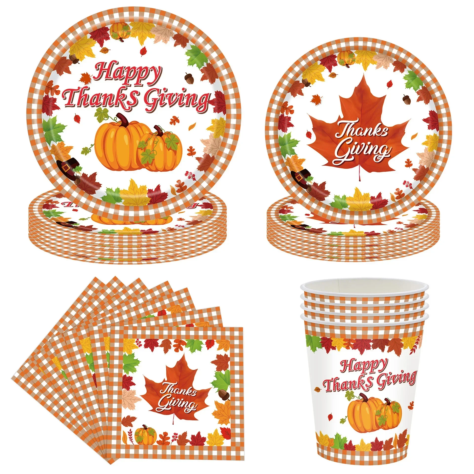 Thanksgiving-Party-Decorations-Pumpkin-Shaped-Paper-Plates-with-Red ...