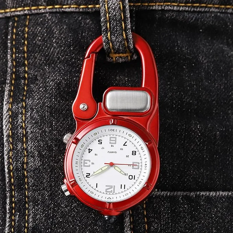 Unisex Outdoor Sports Quartz Analog Pocket Watch with Carabiner Mini ...