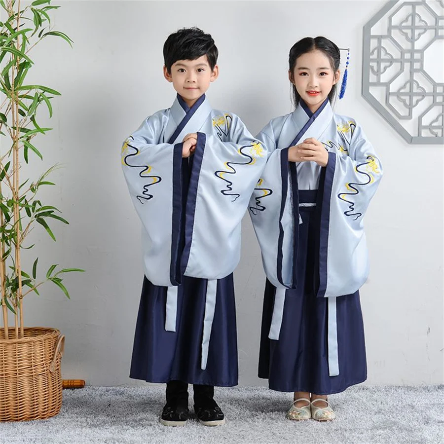 Children Chinese Style Traditional Hanfu Dress Kids Embroidery Tops ...