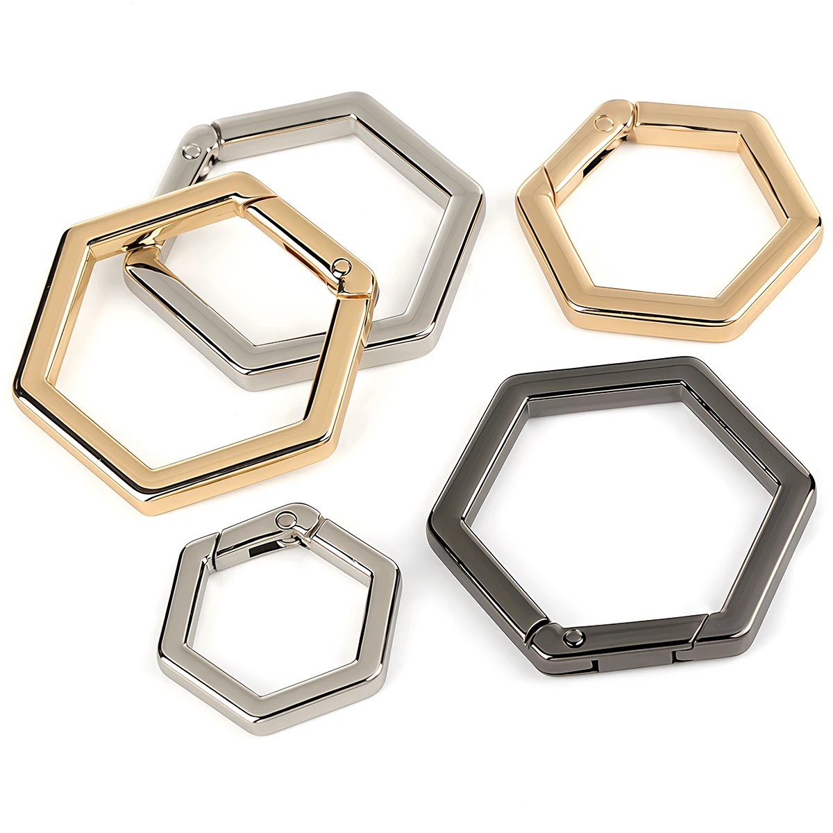2pcs Hexagon Spring Gate O Ring Buckle Openable Leather Bag Handbag ...