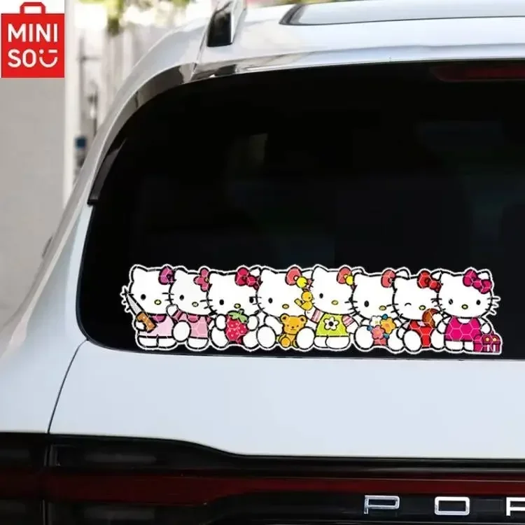 MINISO-Hello-Kitty-Car-Cartoon-Long-Reflective-Sticker-Cute-Car-Body ...