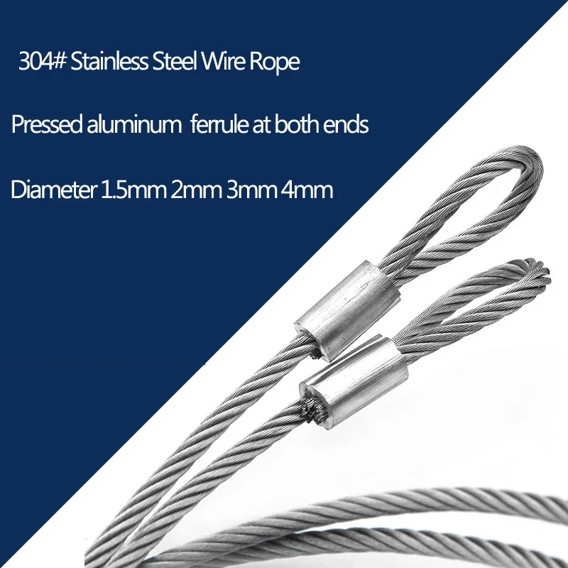 304-Stainless-Steel-Wire-Rope-The-Two-Ends-Of-The-Aluminum-Ferrule-Have ...