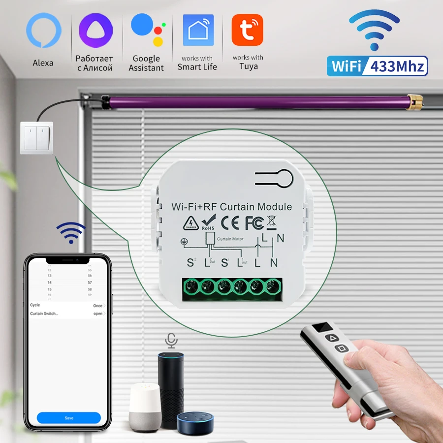 Tuya-Smart-WiFi-Curtain-Switch-RF433Mhz-Remote-Controller-APP-Voice-Control-With-Alexa-Google ...