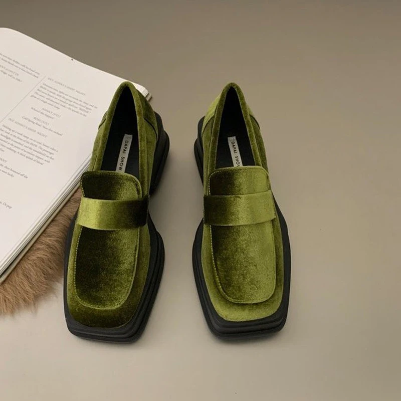 Women-Luxury-Velvet-Loafers-Fashion-Square-Toe-Platform-Moccasins ...