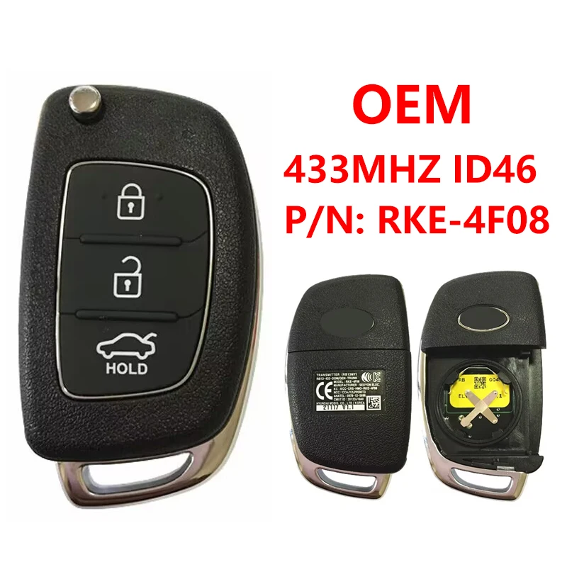 CN020094 Original 3Button 433Mhz ID46 Chip Flip Key Remote For Hyundai ...