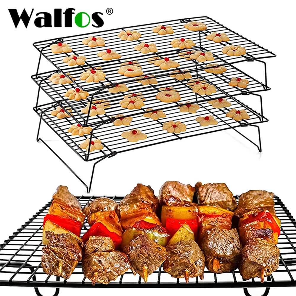 WALFOS Stainless Steel Nonstick Wire Grid Baking Tray Cake Cooling Rack ...