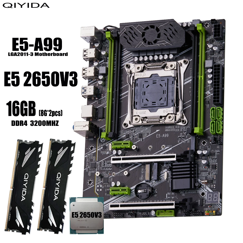 Qiyida X99 Motherboard Set Kit Xeon E5 2650 V3 Cpu Lga 2011 3 Processor