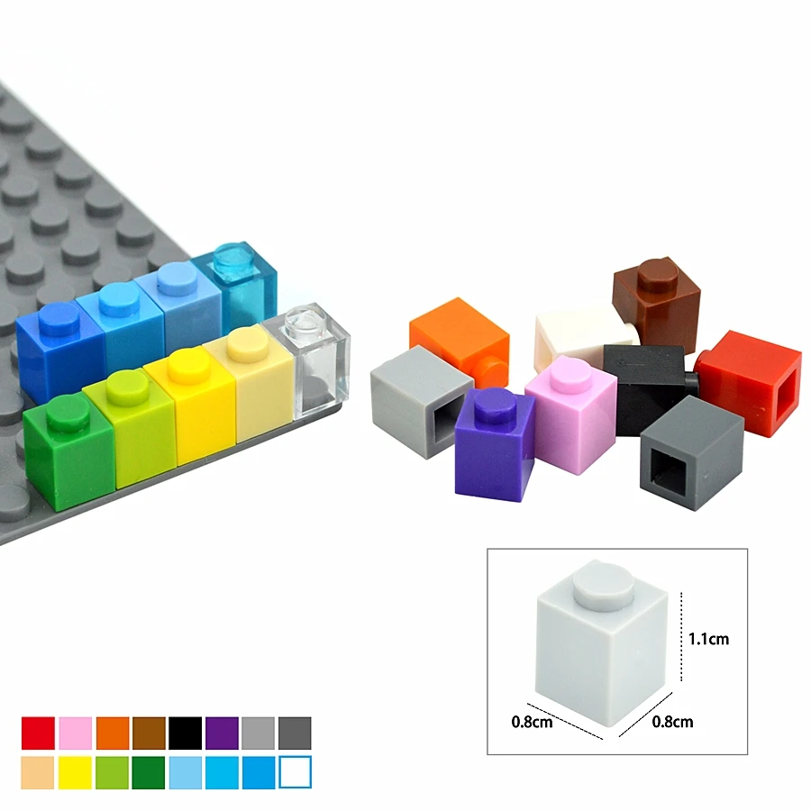 200PCS DIY 1x1 Dots Building Blocks Thick Figures Bricks Educational ...