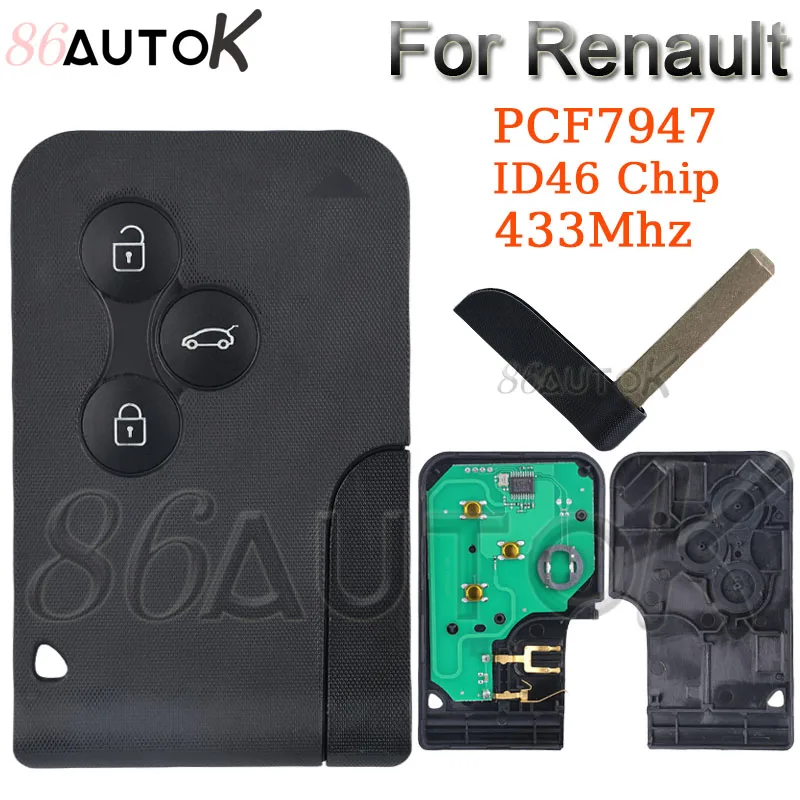 Remote Key for Renault Megane 2 3 Scenic Clio Logan Auto Smart Card Key ...