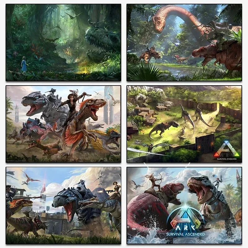 ARK-Survival-Evolved-Popular-Game-Poster-Dinosaur-Knowledge-Canvas ...