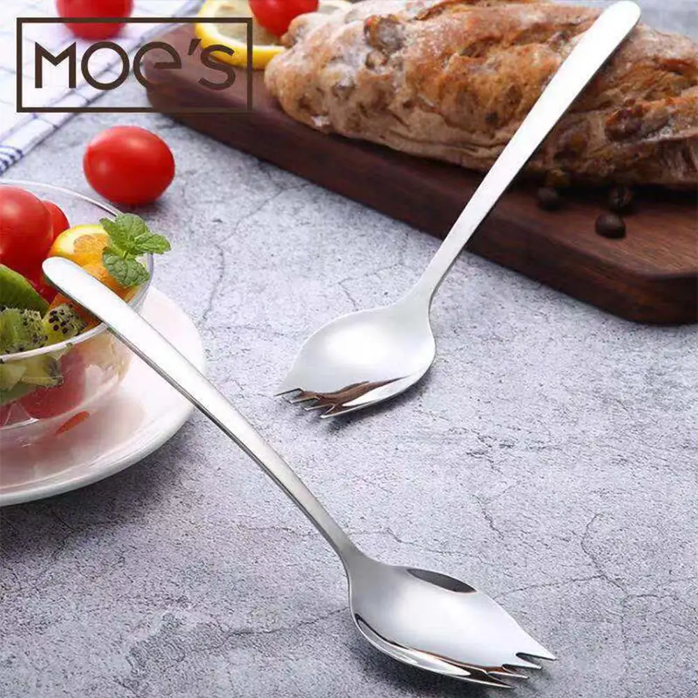 Fourchette,Cuillère fourchette en acier inoxydable 2 en 1, ensemble de ...