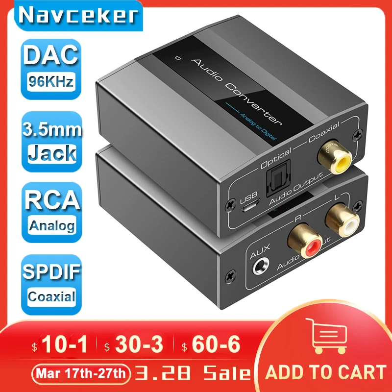 Navceker-96KHz-Analog-to-Digital-Audio-Converter-With-RCA-3-5mm-Jack ...