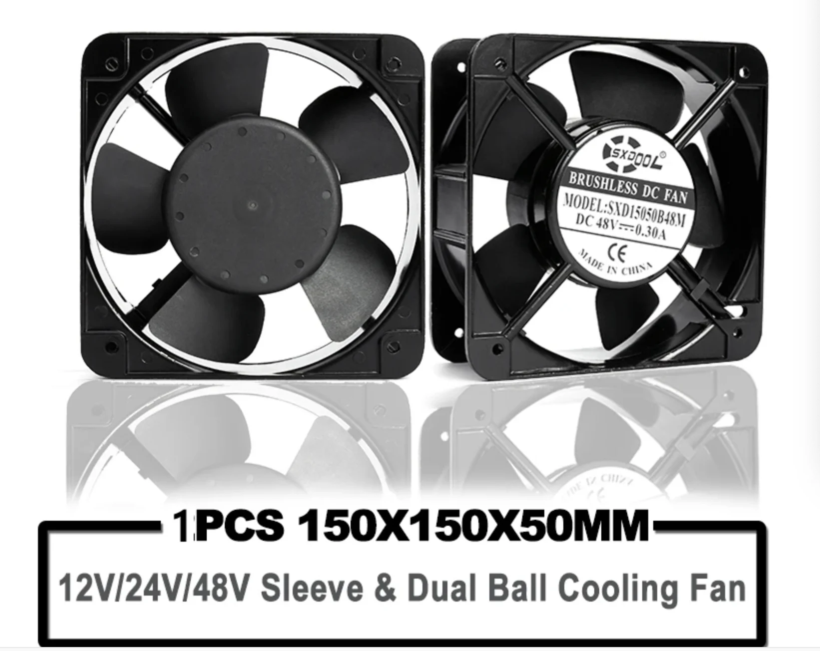 150mm-15cm-cooling-fan-DC-12V-24V-48V-Dual-Ball-Metal-Frame ...