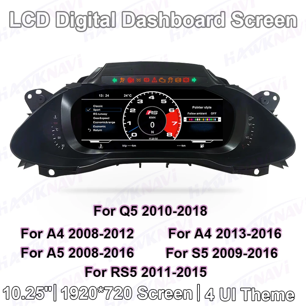 Hawknavi 10.25Inch For Audi A4 A5 Q5 S5 RS5 2008-2018 LCD Digital ...