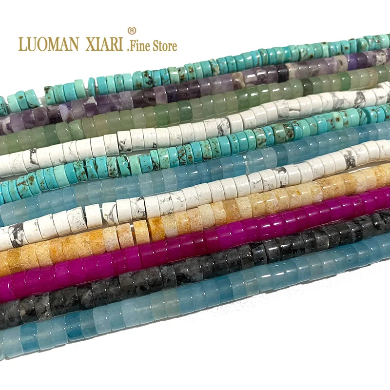 3x6mm-Rondelle-Natural-Stone-Turquoise-Agate-Jade-Flat-Round-Spacer ...