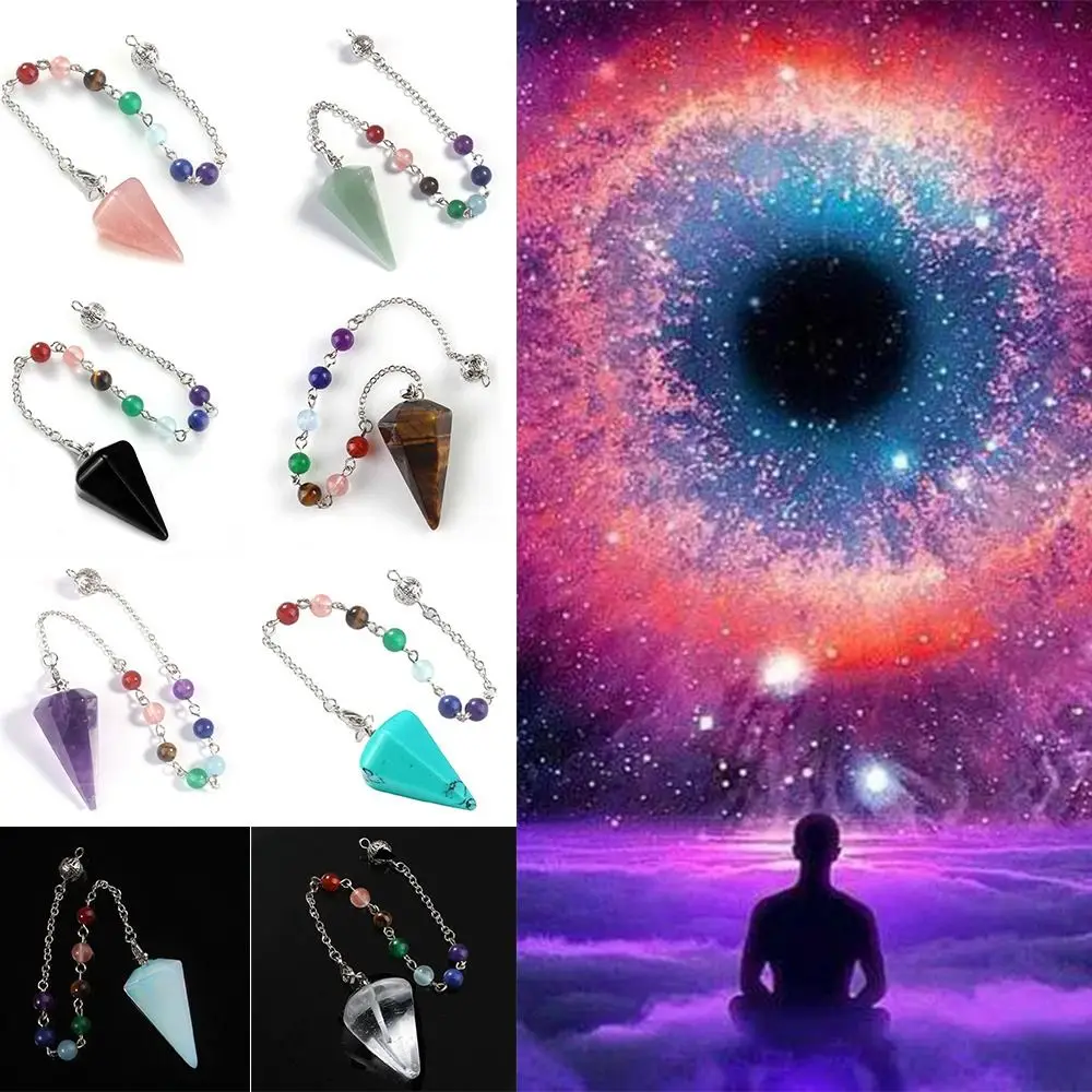 Natural-Stone-Reiki-Pendulum-Pendant-Hexagonal-prism-Gemstone-Rock-7 ...