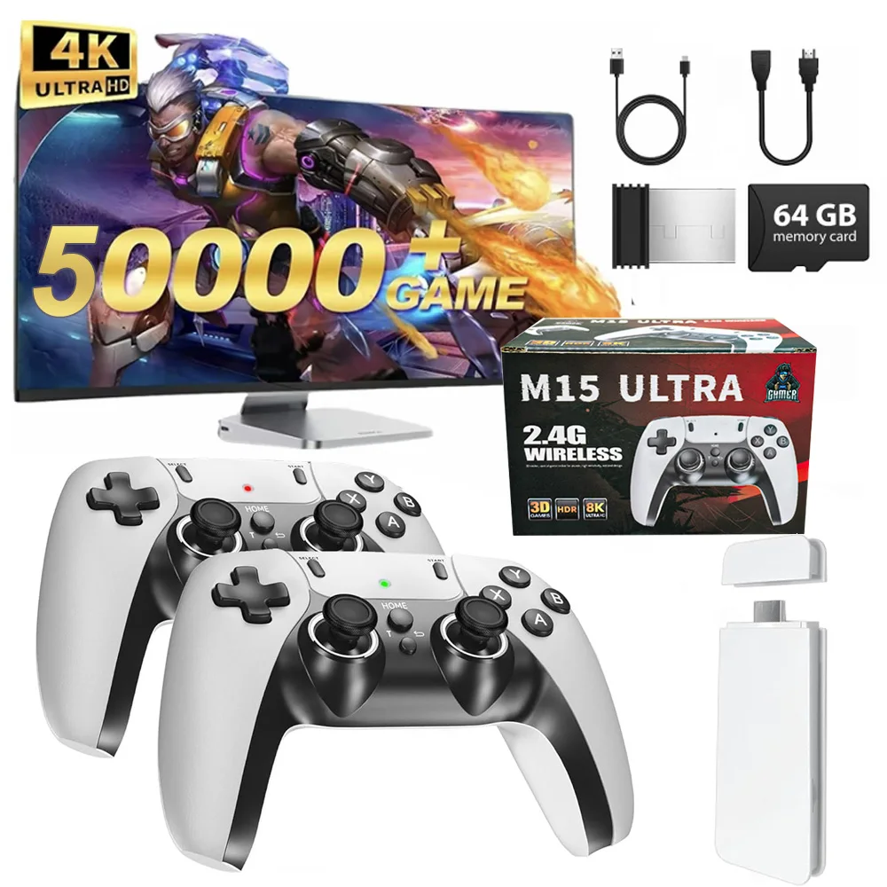40000+/50000 Spiele, M15 Ultra Videospielkonsole, 128 GB Speicher ...