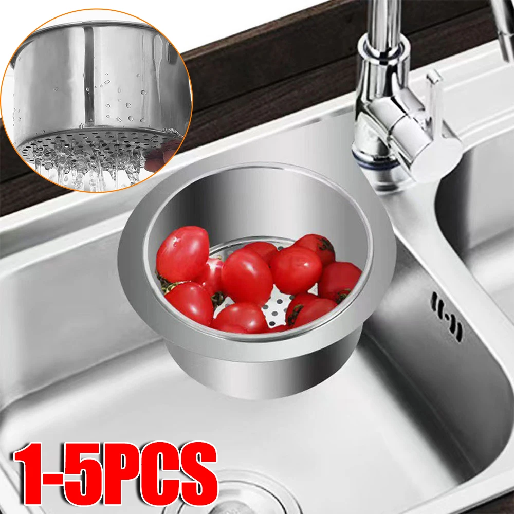 1-5pcs-Stainless-Steel-Swan-Sink-Strainer-Basket-Kitchen-Sink-Garbage ...