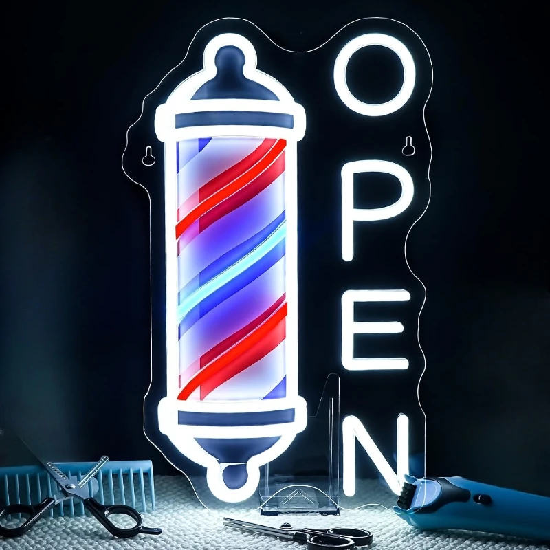 Barbershop Open Neon Sign,USB Powered Led Signs for Hair Salon,Beauty ...