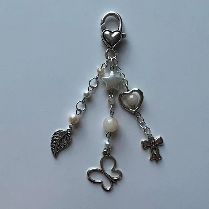 Heart-shaped Charm Key Chains Silver Girl Geometric Heart-shaped Sweet ...