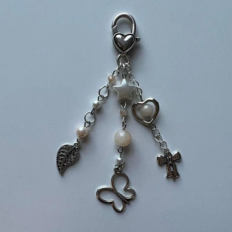 Heart-shaped Charm Key Chains Silver Girl Geometric Heart-shaped Sweet ...