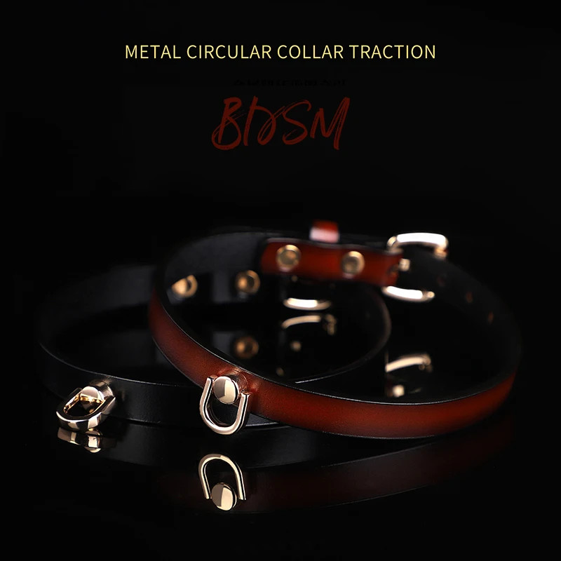 BLACKWOLF Bondage Collar Slave Bed Genuine leather Neck Restraint with ...