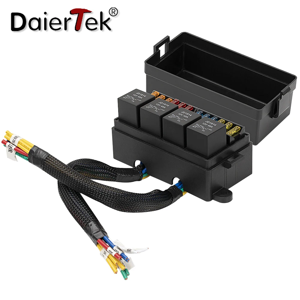 12-Way-Wired-Relay-Box-12V-Car-5-Pins-40A-Relays-And-Blade-Fuse-Holder ...