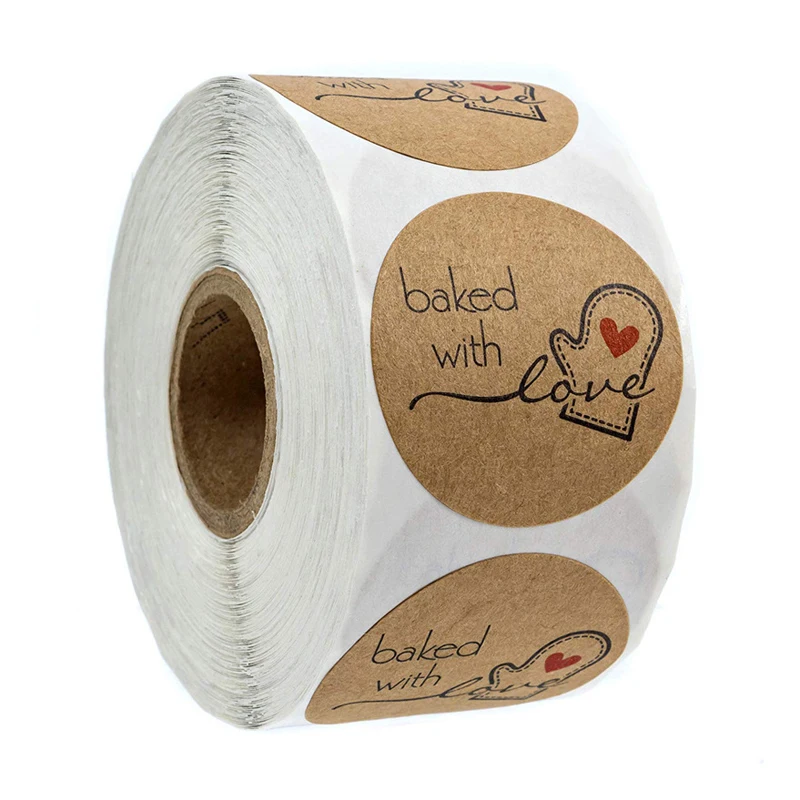 Round Natural Kraft Sticker Seal Labes 50 500 Pcs Hand Made With Love