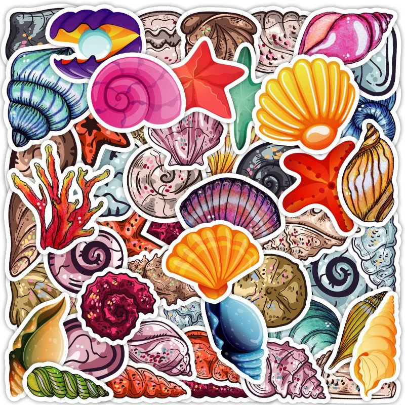 10-25-50pcs-Watercolor-Ocean-Sea-Shell-Stickers-for-DIY-Luggage-Water ...