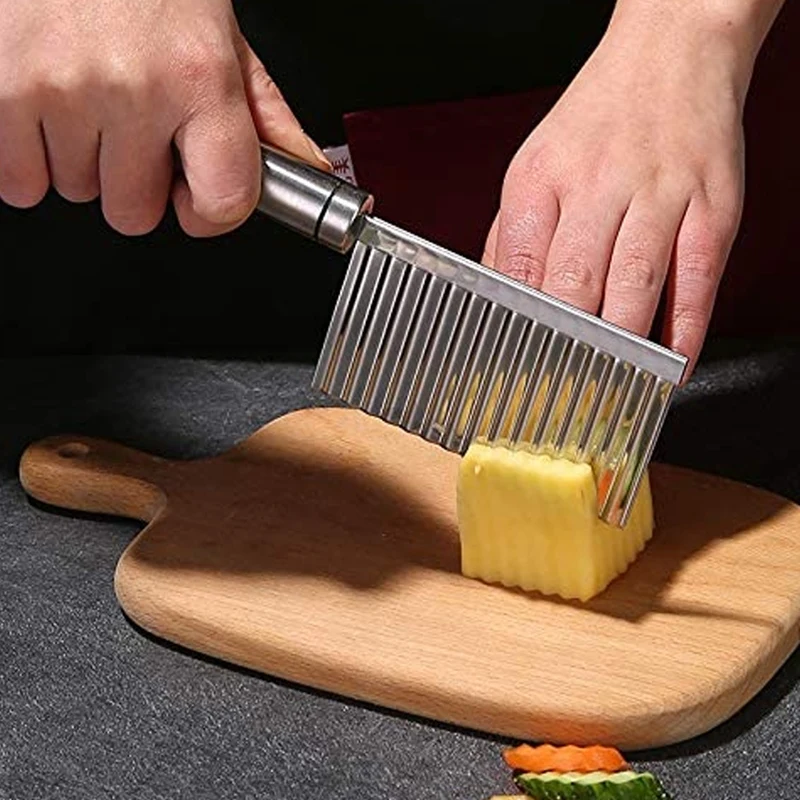 Crinkle Cut Knife Stainless Steel Cutting Tool Fruit And Vegetable Wavy ...