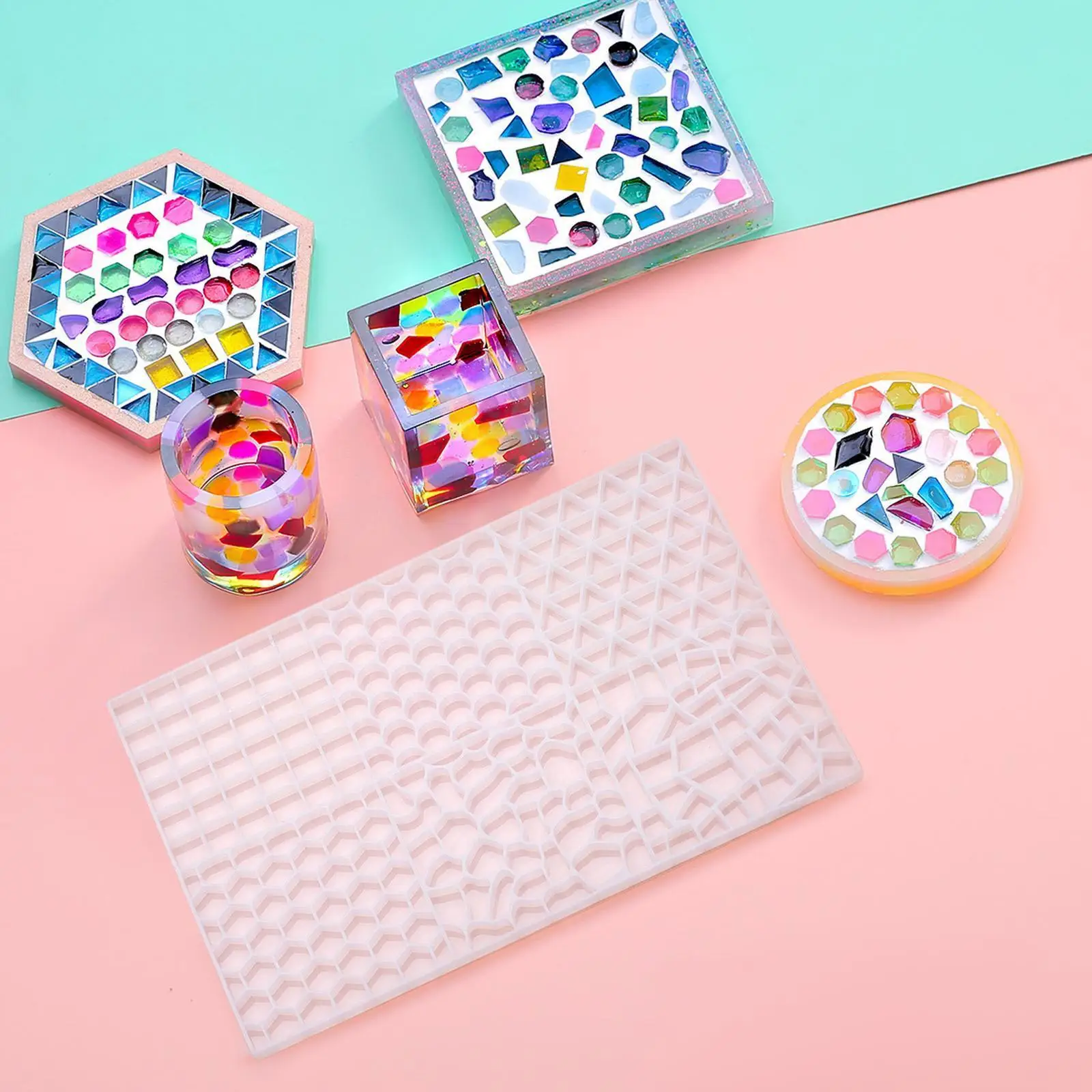 Mosaic-Particle-Pattern-Silicone-Molds-For-Epoxy-Resin-Casting-Coasters ...