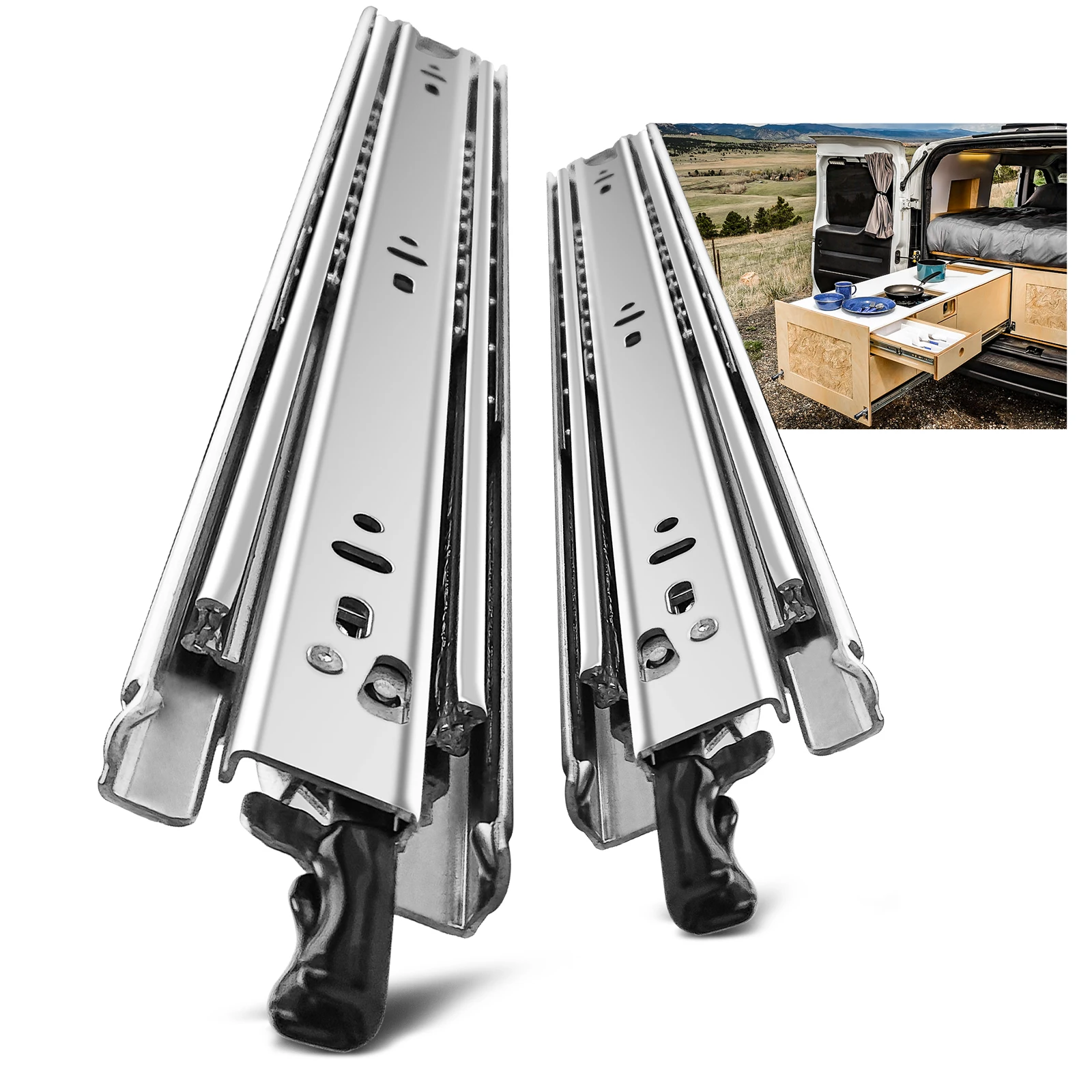 AOLISHENG 51MM Drawer Slides With Lock Full Extension Ball Bearing ...