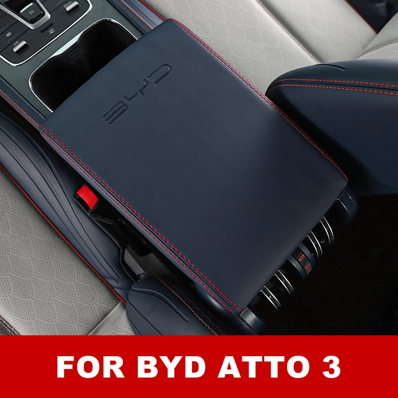 Leather-Car-Armrest-Cover-Trim-Center-Console-Lid-Car-Accessories-Only ...