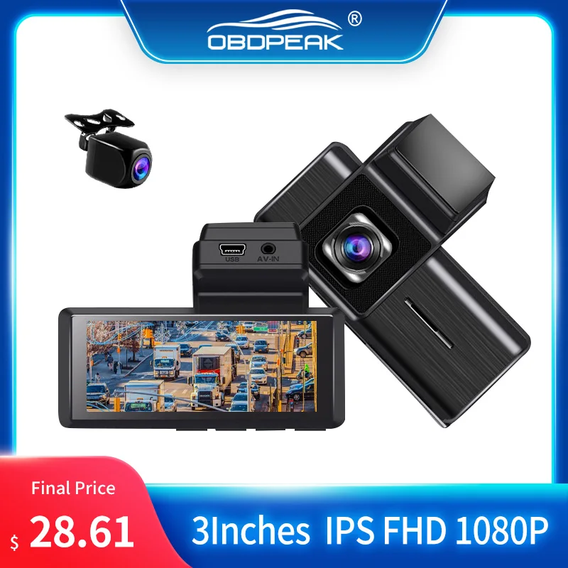 Car Dvr DashCam Video Recorder 3" IPS FHD 1080P G Sensor Loop Recording ...