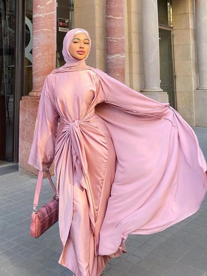 Ins Fashion Djellaba Muslim Sets 2 Piece Silky Muslim Suits Elegant ...