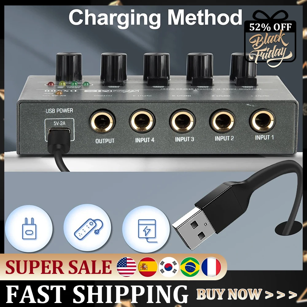 4-6-8-Channels-Line-Mixer-with-Separate-Volume-Controls-TYPE-C-5V-2A ...