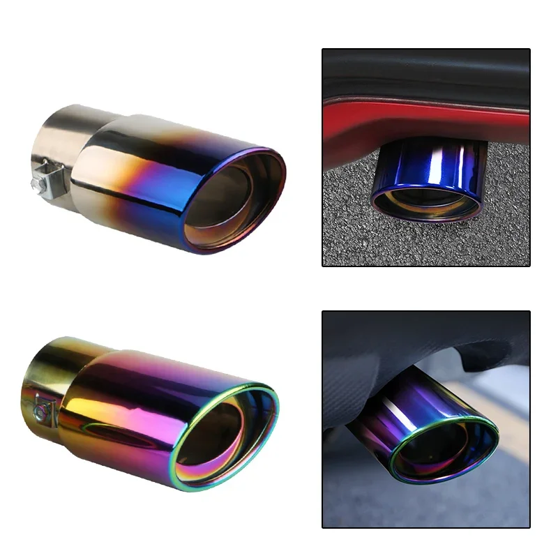 Car Auto Exhaust Muffler Tip Pipe Stainless Steel Chrome Trim Rear Tail ...