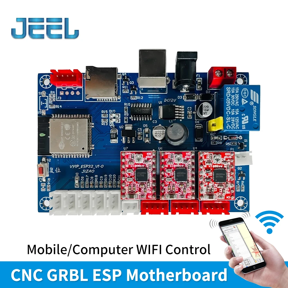 CNC GRBL ESP 마더 보드 WIFI 제어 CNC 기계 공급 컨트롤러 리미터 서보 레이저 헤드 모듈 Z 프로브 설정 도구 ...
