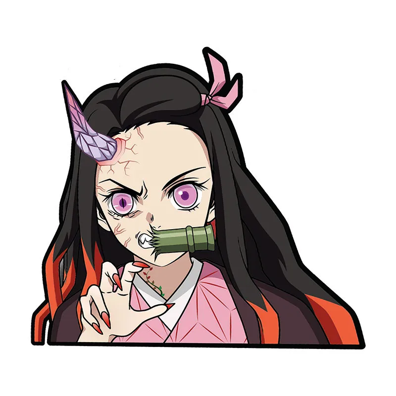 Cartoon Car Stickers For Demon Slayer Nezuko Sticker Graphics Wrap ...