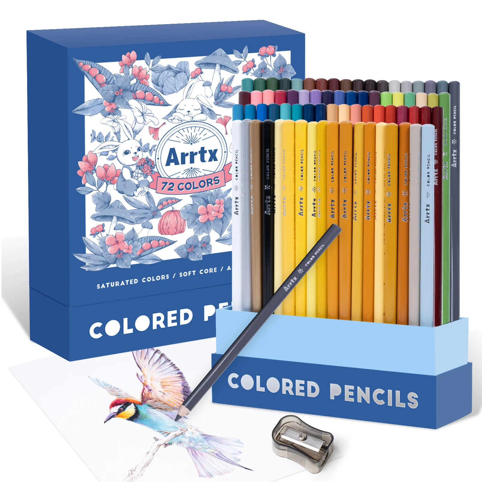 Arrtx Artist 72 Colored Pencils Set With Protective Vertical Insert Box ...