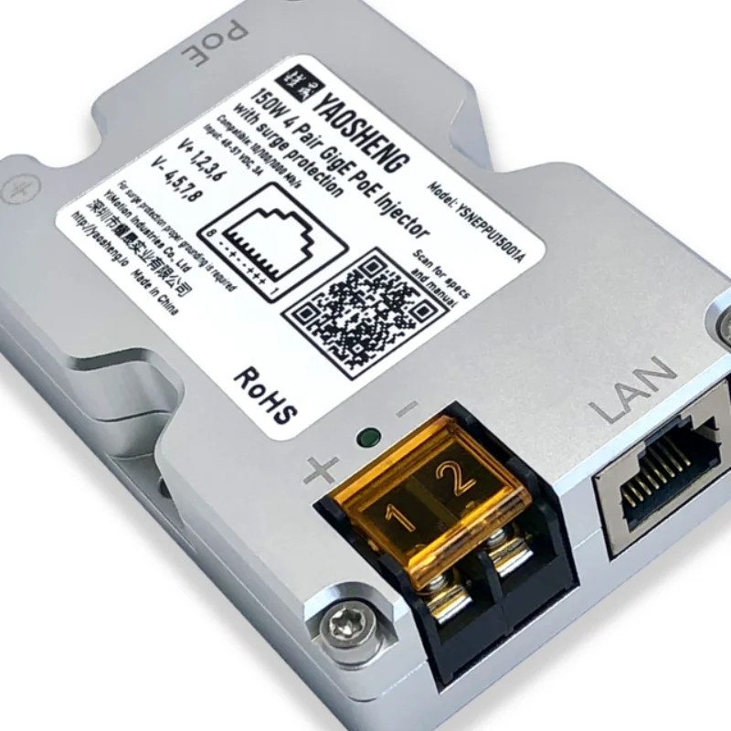 YAOSHENG-150W-GigE-Passive-PoE-Injector-with-Surge-Protection-Developed ...