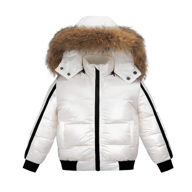 Fashion down jacket for boys girls ,filling duck down coats nature fur ...