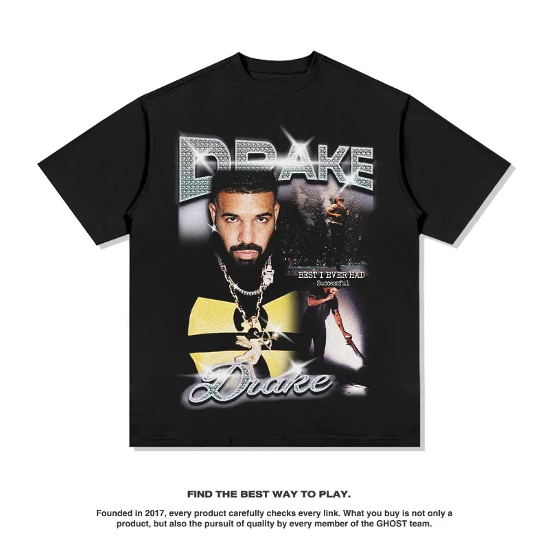 Rapper-dripy-Drake-Print-uomo-donna-100-cotone-oversize-Vintage-manica ...