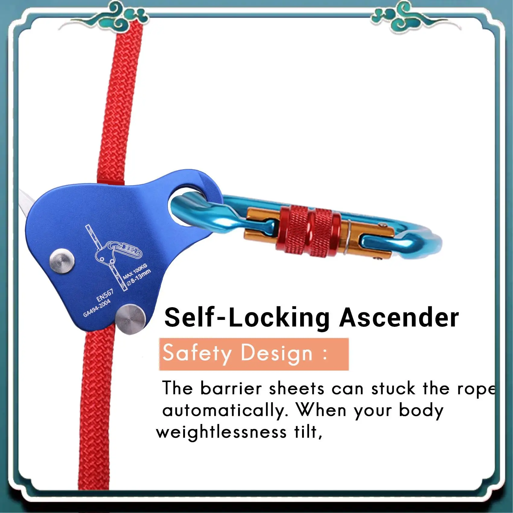 Arborist Climbing Protection Gear CAMNAL Climbing Rope Grab Ascender ...