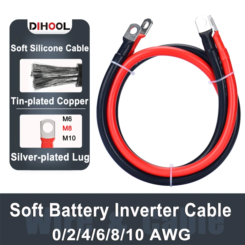 Super Soft Silicone Battery Inverter Cable Set 10/8/6/4/2/0 AWG Copper ...