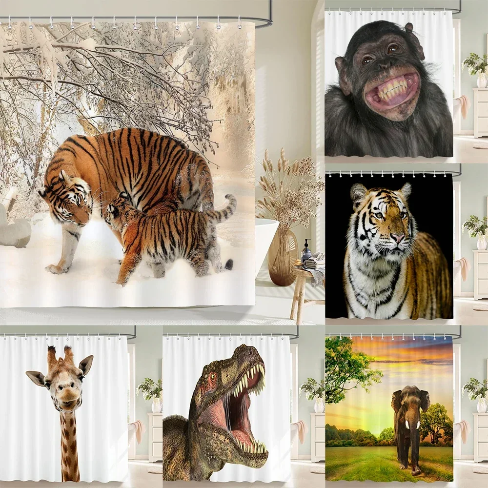 Funny Shower Curtain 3d Bath Curtains Monkey Orangutan Animal Printing ...