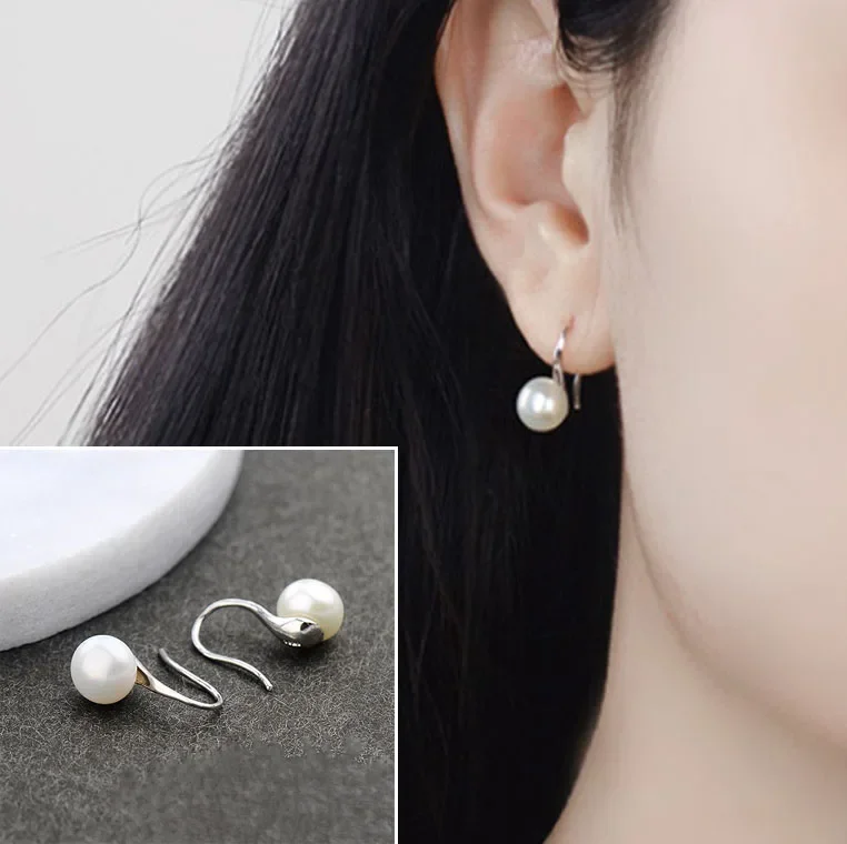Natural Freshwater Pearl Earhook Earrings Silver 925 Jewelry Charm ...