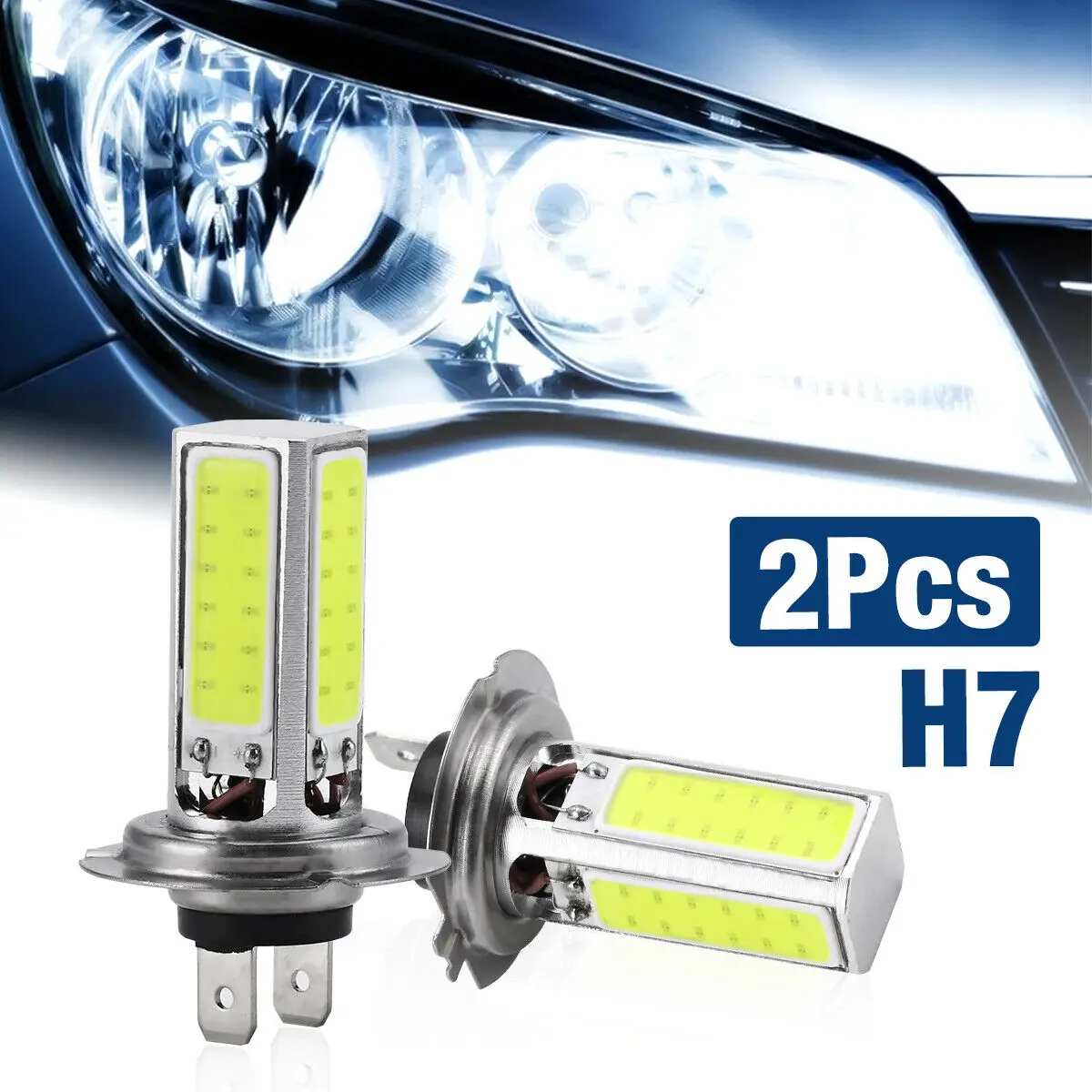 2x-H7-COB-LED-Headlight-Bulbs-Kit-Fog-Light-High-Low-Beam-Super-Bright ...